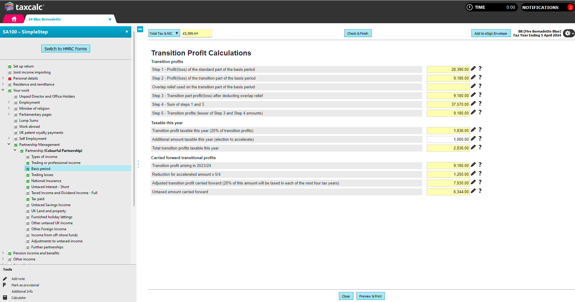 Basis Period Transition for Partners in 2023/24 - Knowledge Base - TaxCalc
